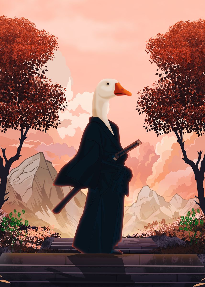 'Goose Samurai demon slayer' Poster, picture, metal print, paint by ...