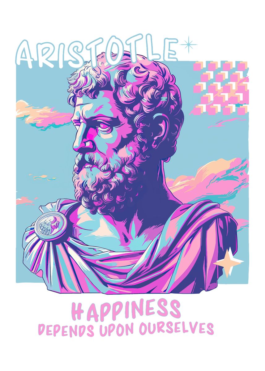 'Aristotle Happiness Quote Stoicism' Poster, picture, metal print ...