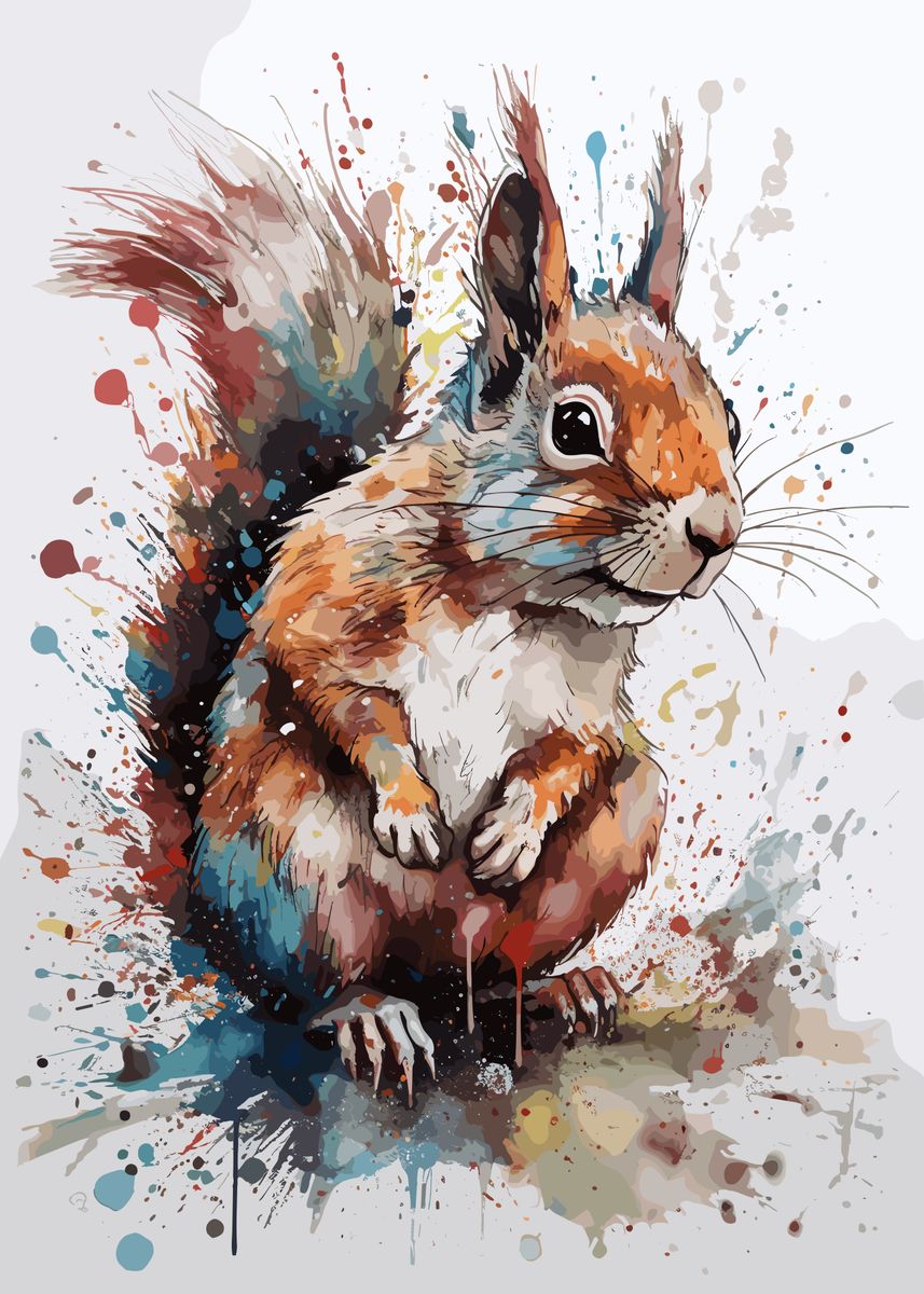 'Squirrel Watercolor Art' Poster, picture, metal print, paint by ...