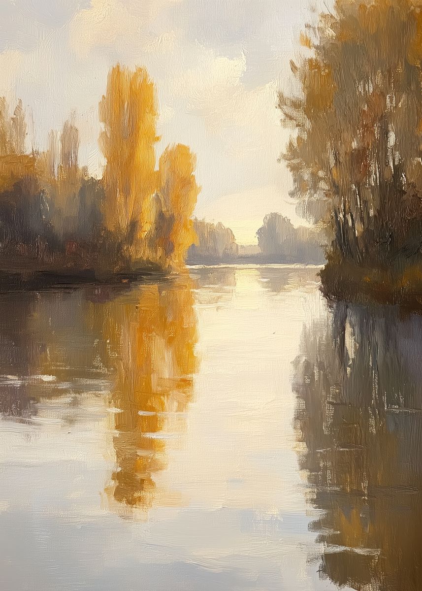 'Autumn River Reflection' Poster, picture, metal print, paint by Design ...