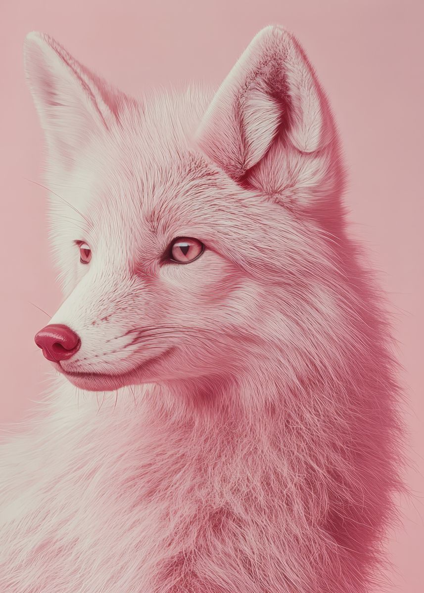 'Pink Fox' Poster, picture, metal print, paint by GLITCHED ART | Displate
