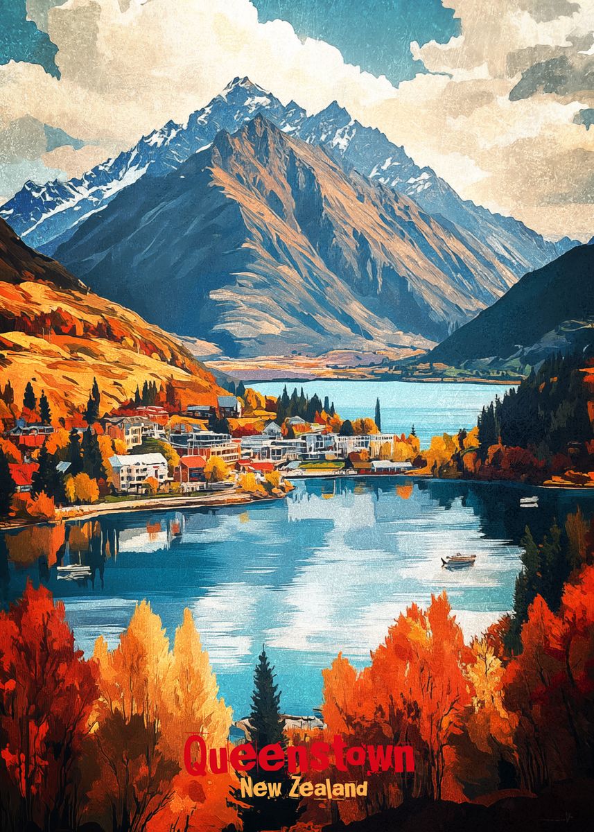 'Queenstown Art Poster' Poster, picture, metal print, paint by Mehdi ...