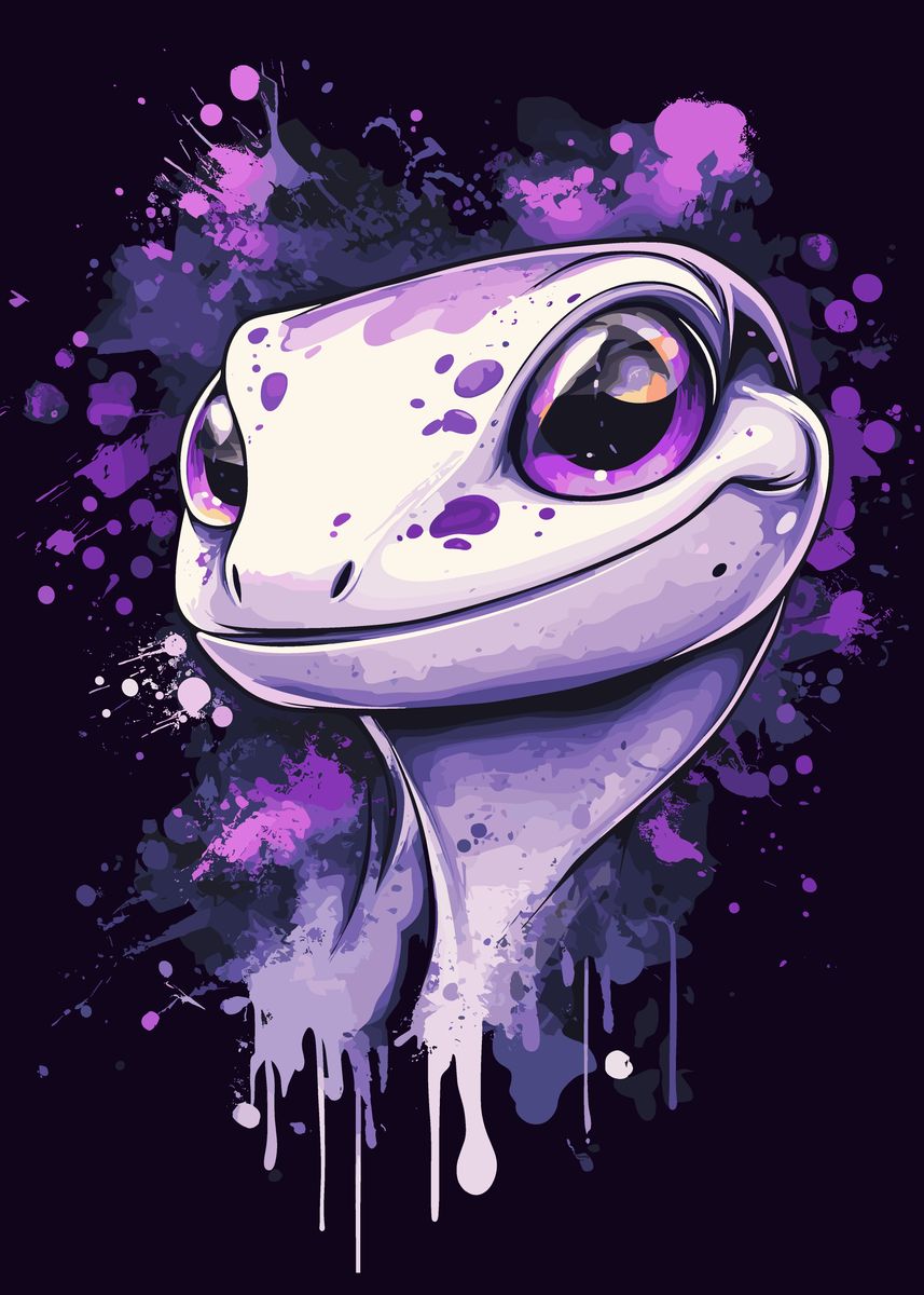 'Purple Gecko Portrait' Poster, picture, metal print, paint by ...