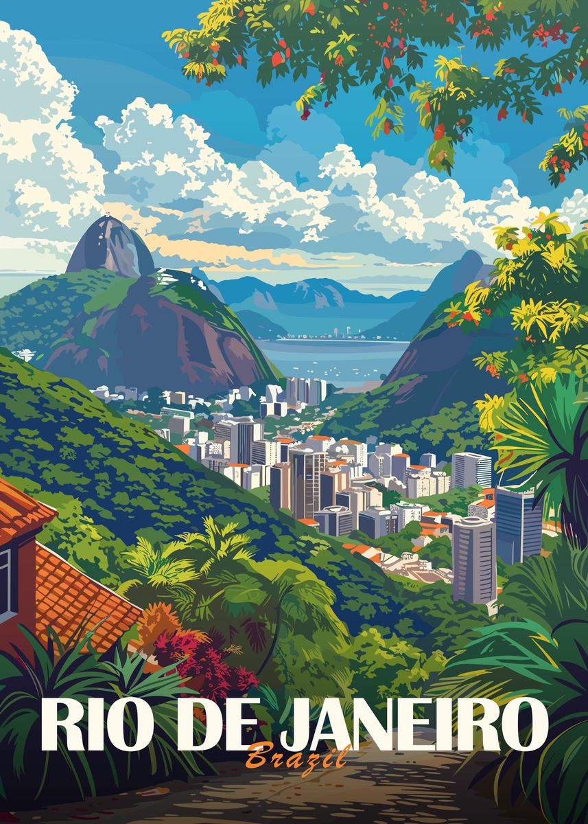 'Rio de Janeiro Cityscape' Poster, picture, metal print, paint by Mason ...