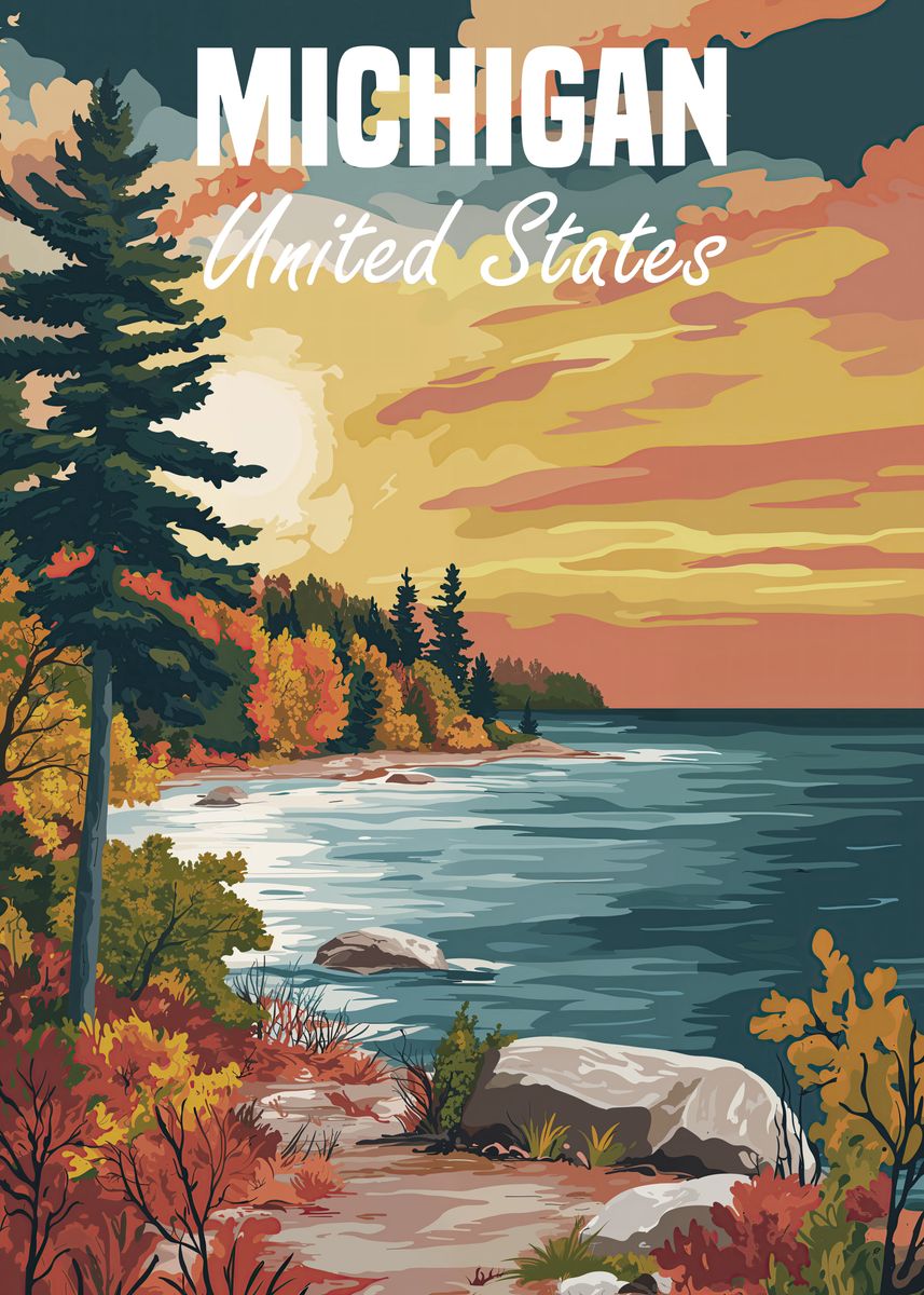 'Michigan Landscape Poster' Poster, picture, metal print, paint by ...