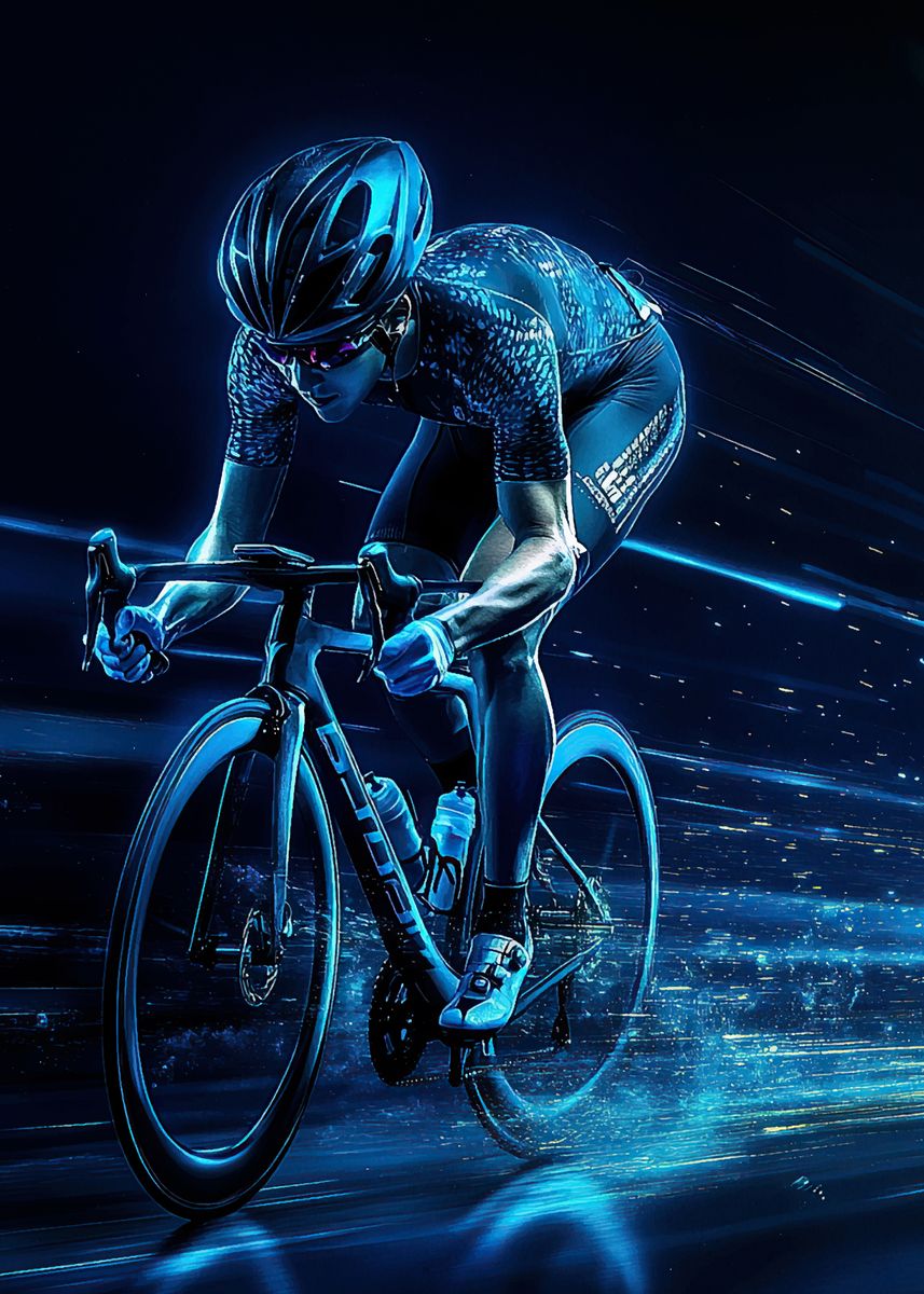 'Cyclist in Motion' Poster, picture, metal print, paint by Leroy Avalos ...