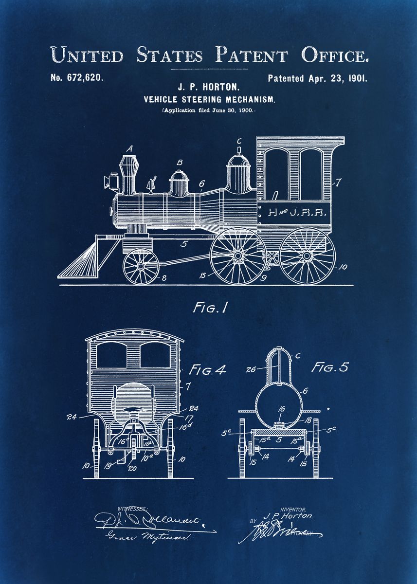 'Steam Locomotive Patent' Poster, picture, metal print, paint by Cris ...