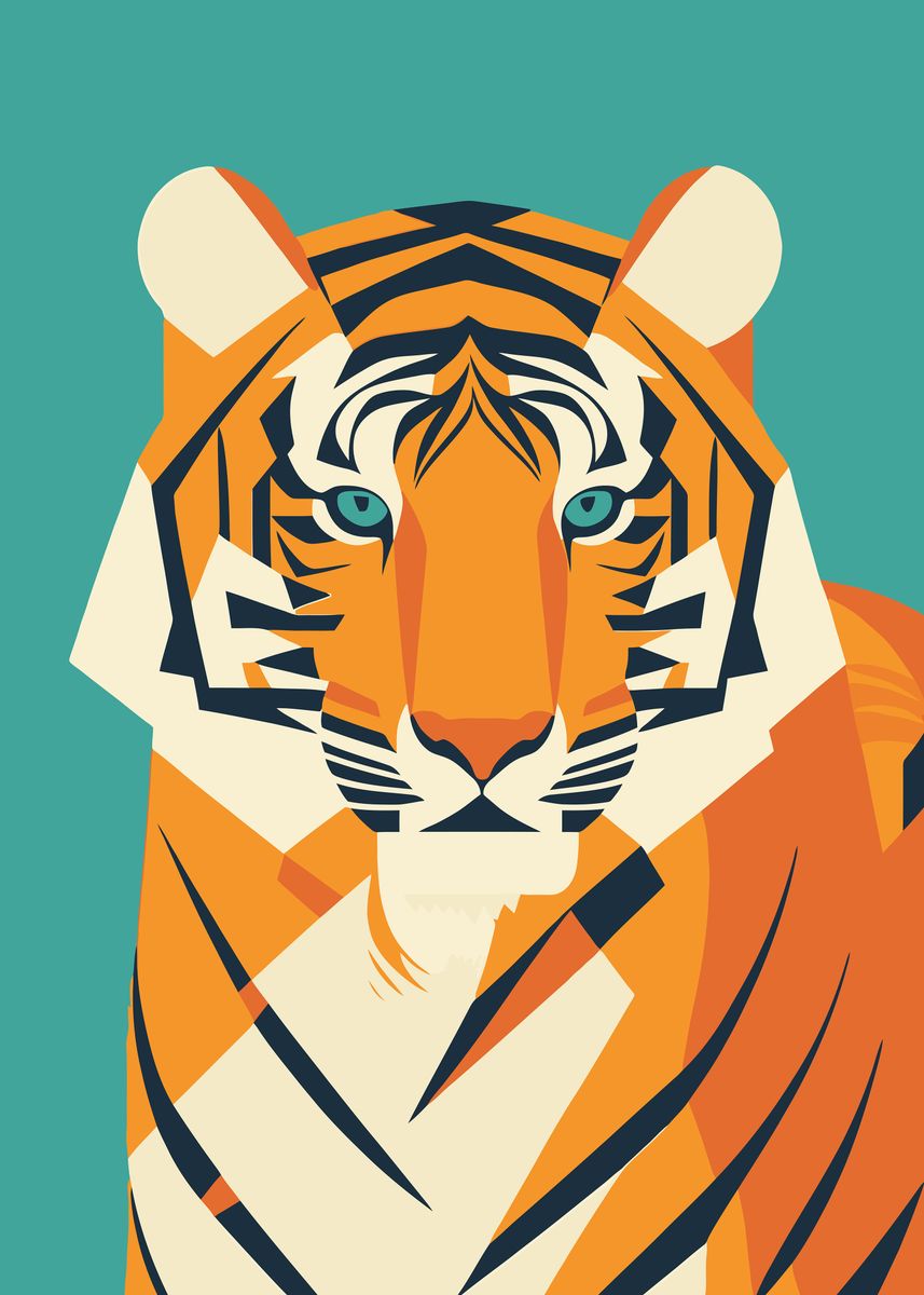 'Geometric Tiger Illustration' Poster, picture, metal print, paint by ...