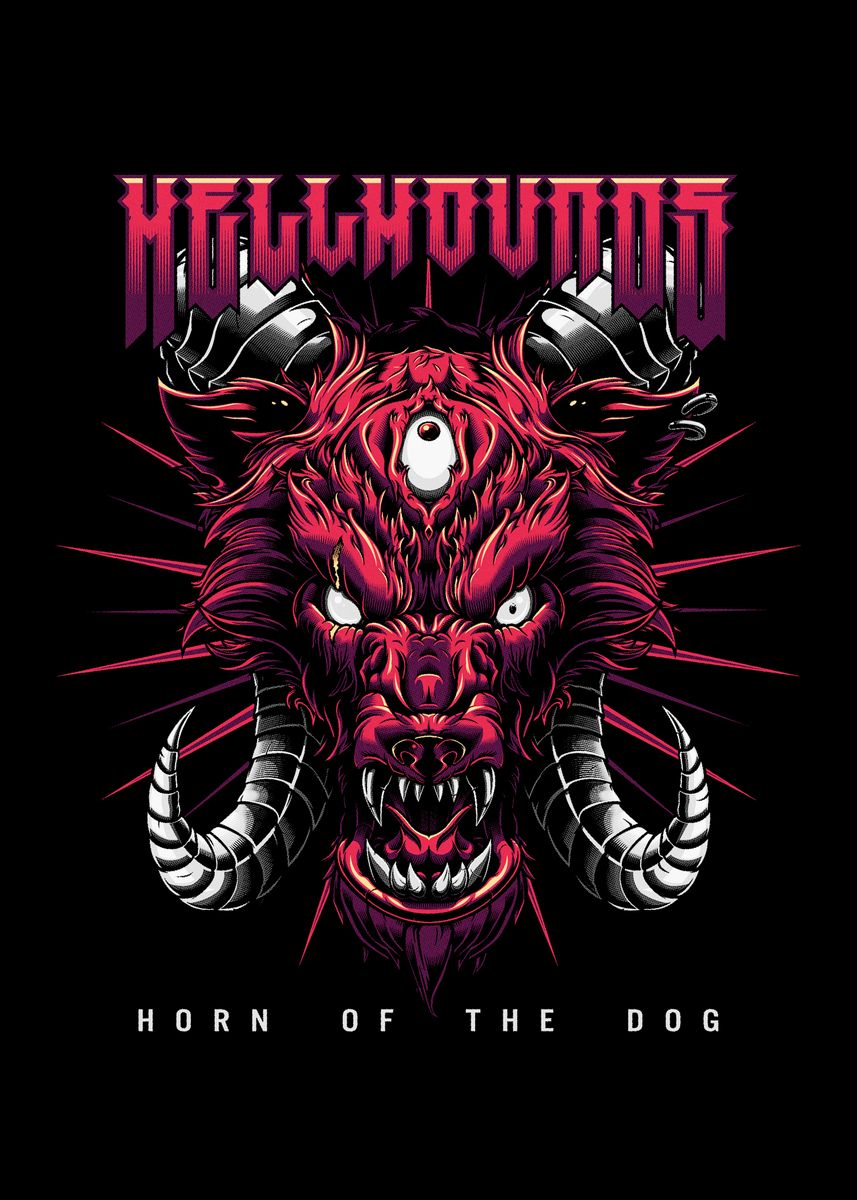 'Hellhound Horn' Poster, picture, metal print, paint by Éclips Glitch | Displate