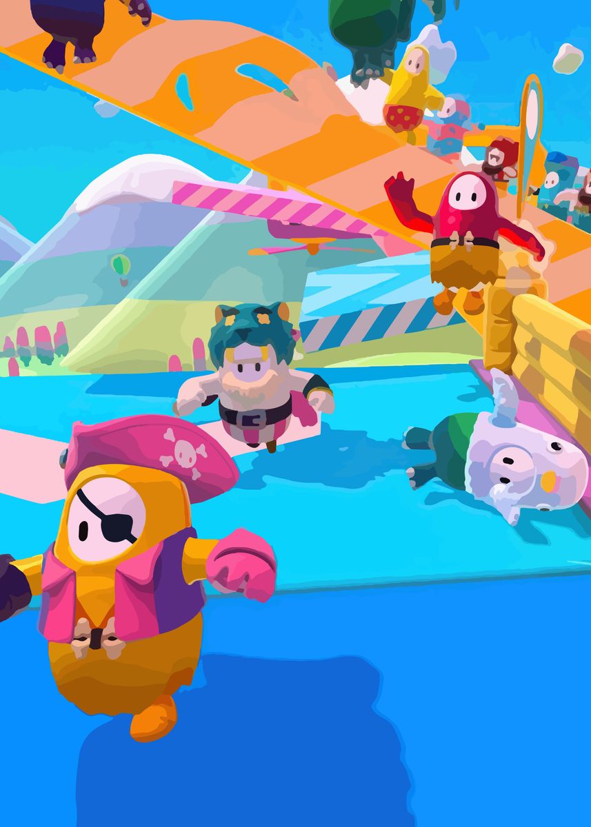 'Fall Guys Game Characters' Poster, picture, metal print, paint by ...