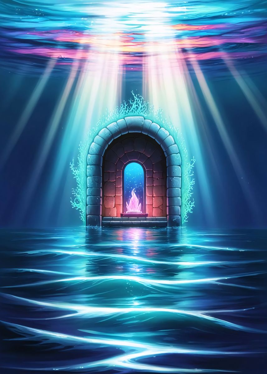 'Fantasy Water Portal' Poster, picture, metal print, paint by Diz Plate ...