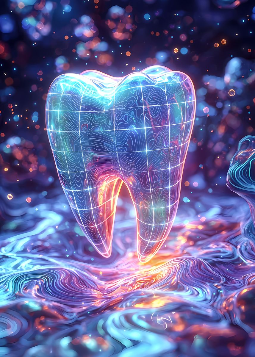 'Holographic Tooth Glow' Poster, picture, metal print, paint by ...