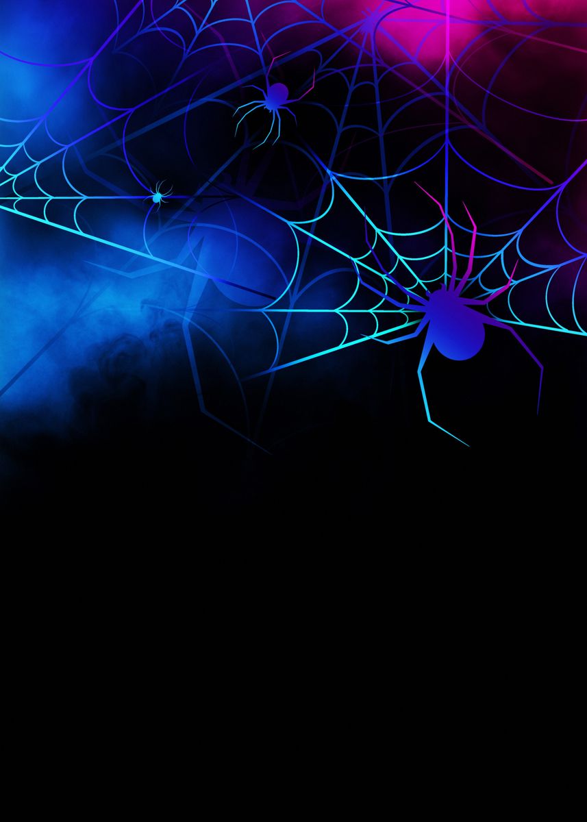 'Neon Spider Web' Poster, picture, metal print, paint by DNSM | Displate