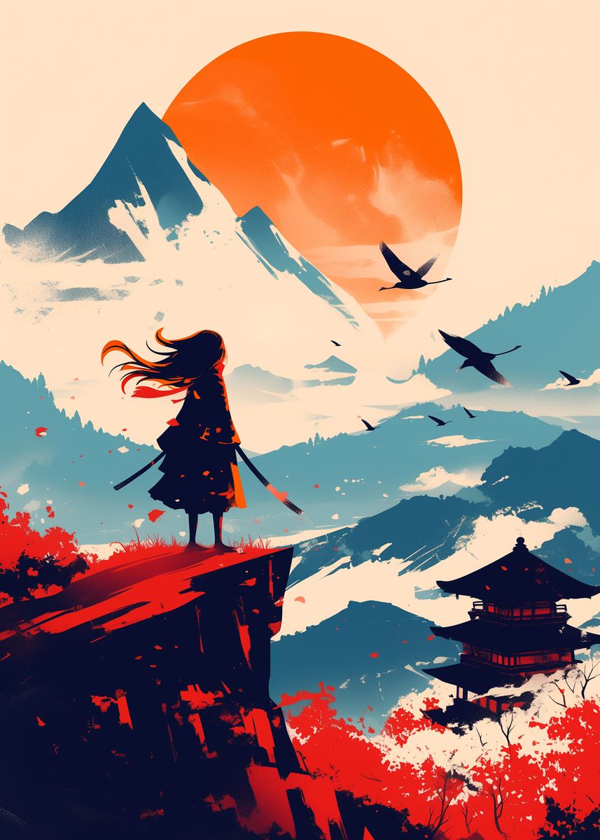 'Samurai Sunset' Poster, picture, metal print, paint by Tomorrow Artz ...