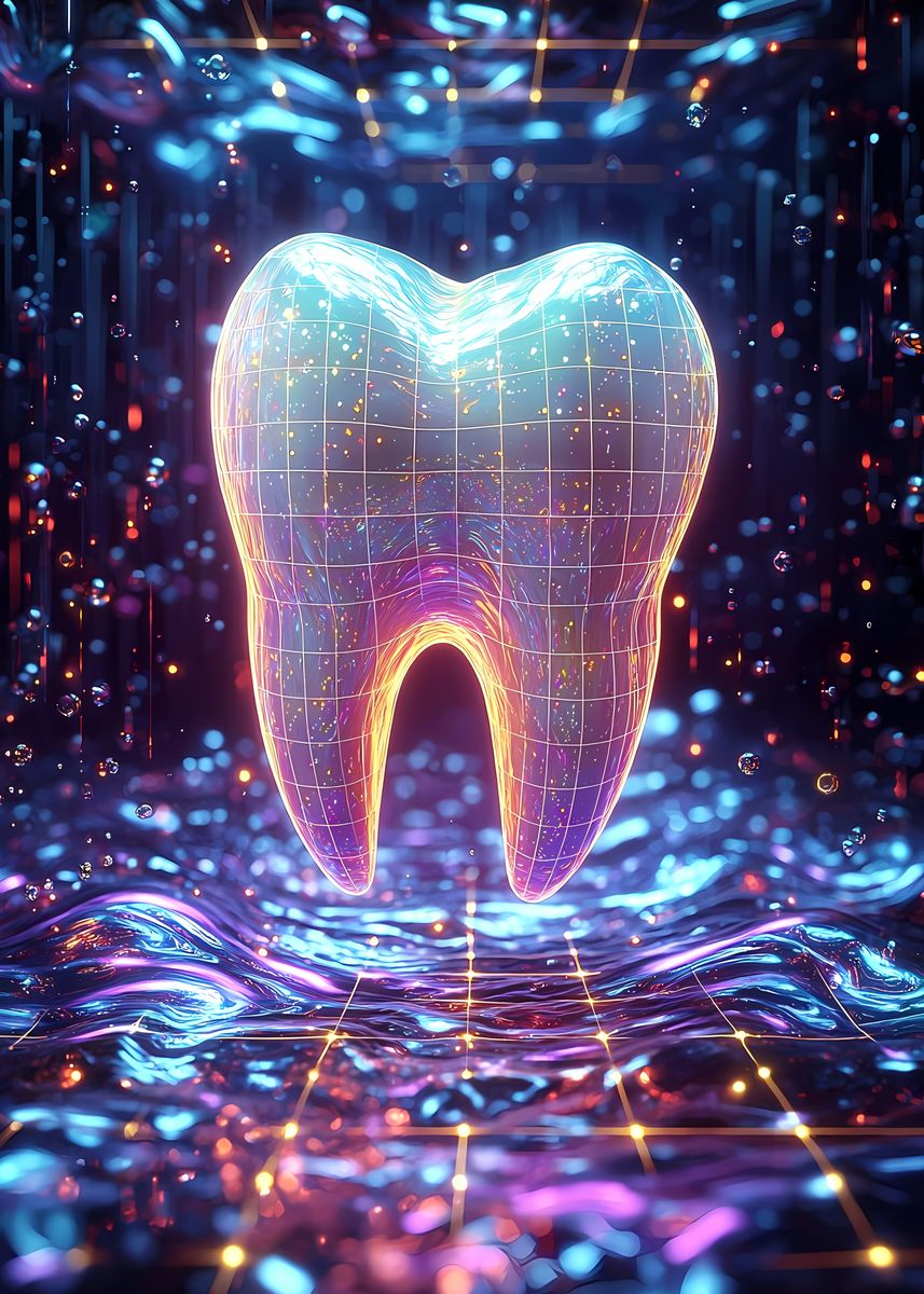 'Neon Tooth Grid' Poster, picture, metal print, paint by VoyteksDesigns ...