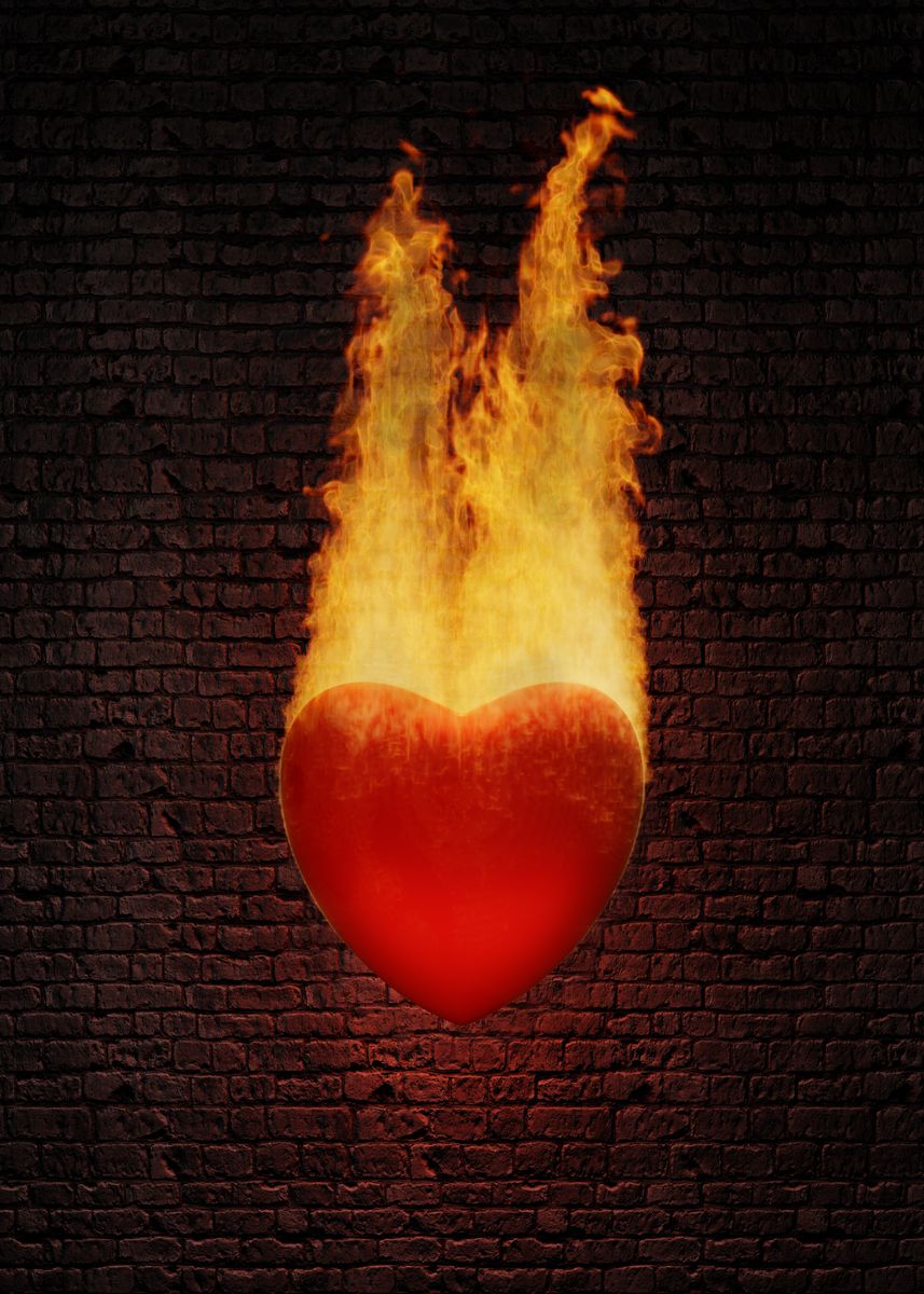 'Read Heart in Fire - Burning Heart' Poster, picture, metal print ...