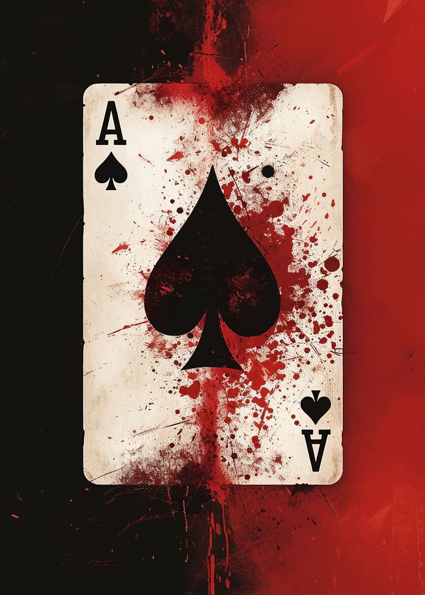 'Ace of Spades Blood Splatter' Poster, picture, metal print, paint by ...
