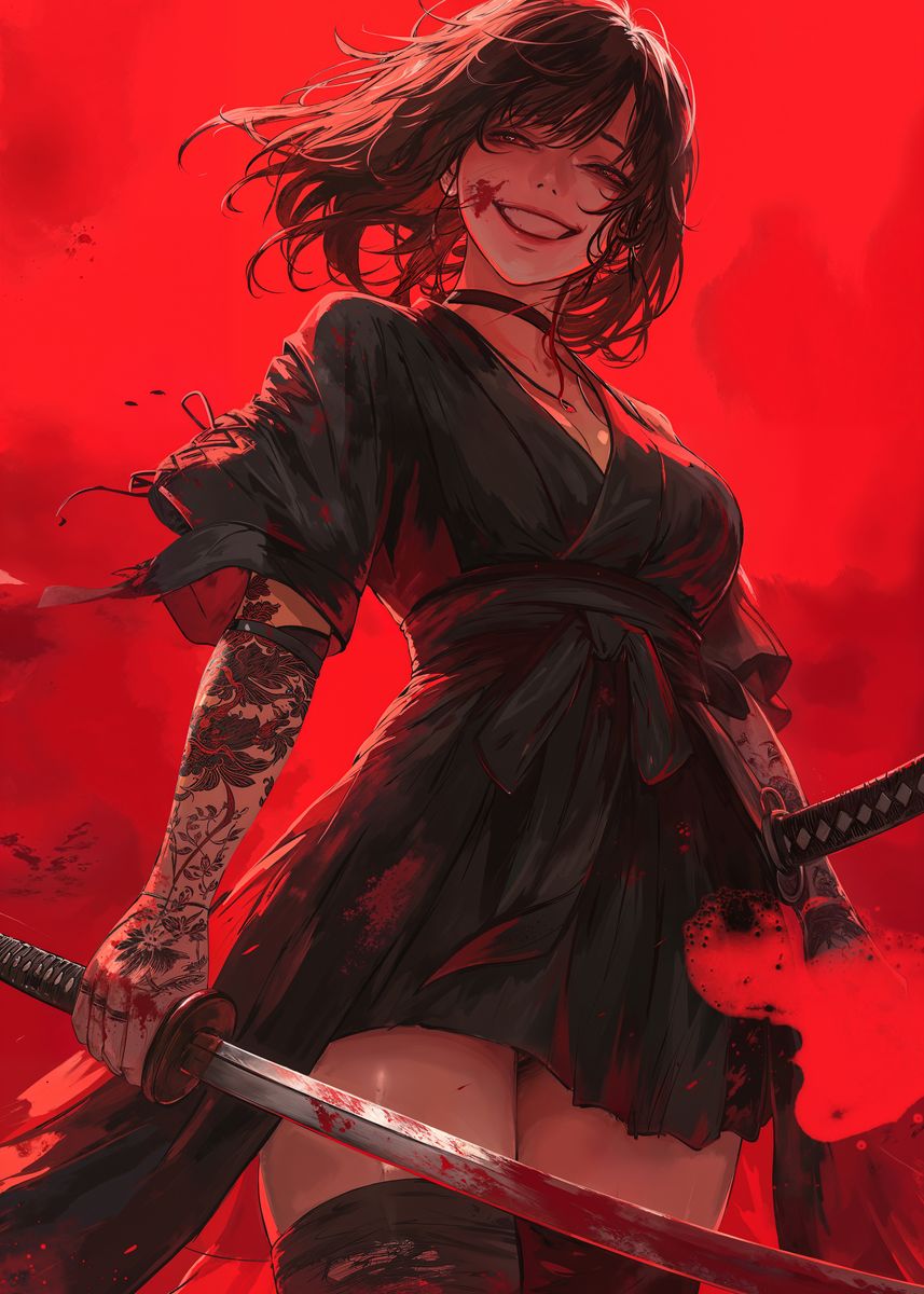 'bloody Samurai girl' Poster, picture, metal print, paint by Adel S ...
