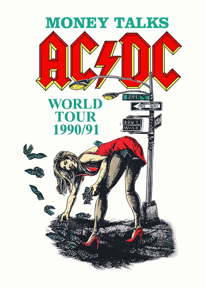 'AC/DC World Tour 1990/91' Poster, picture, metal print, paint by ...