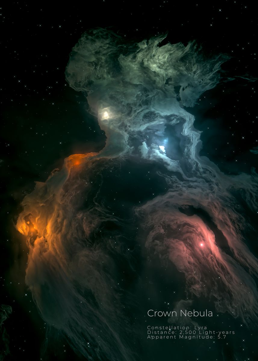 'Crown Nebula' Poster, picture, metal print, paint by 7bitretro | Displate