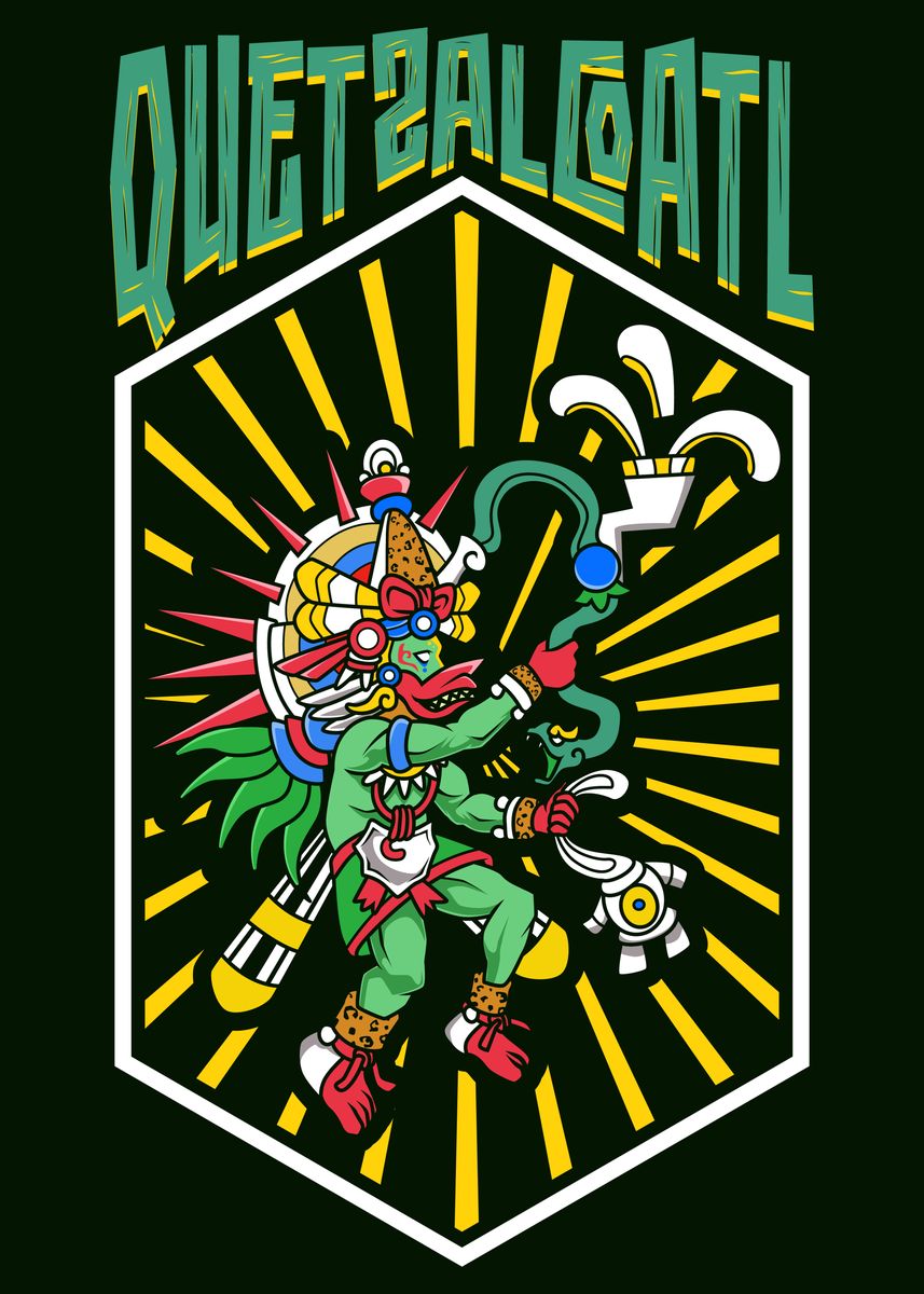 'Quetzalcoatl Aztec God' Poster, picture, metal print, paint by ...