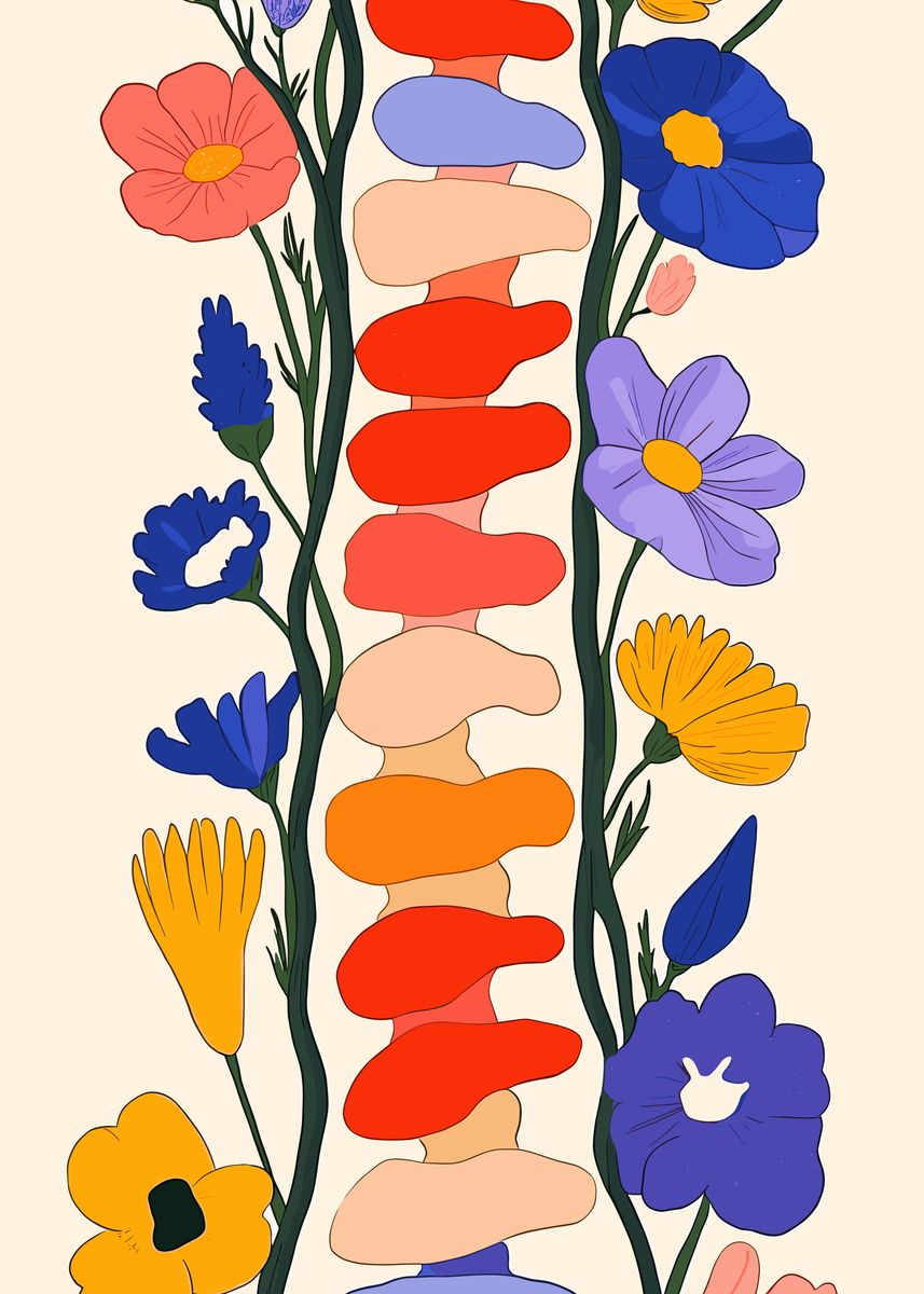 'Floral Spine Illustration' Poster, picture, metal print, paint by ...