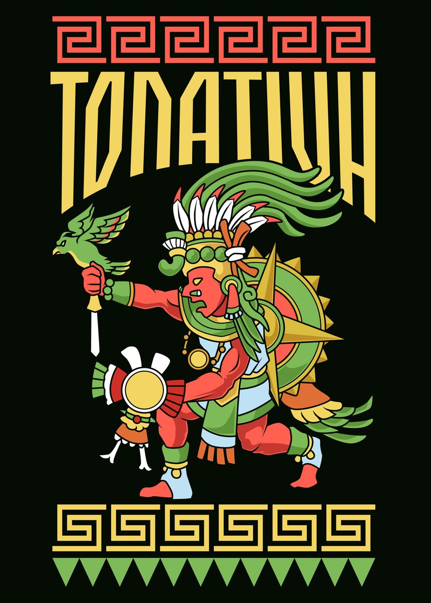 'Tonatiuh Aztec God' Poster, picture, metal print, paint by pixelbull ...