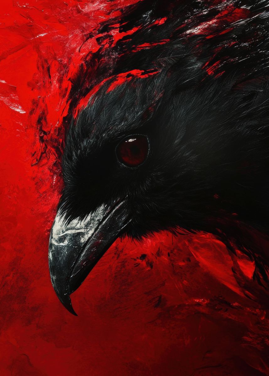 'Raven With Red Eyes' Poster, picture, metal print, paint by TESSERACT ...