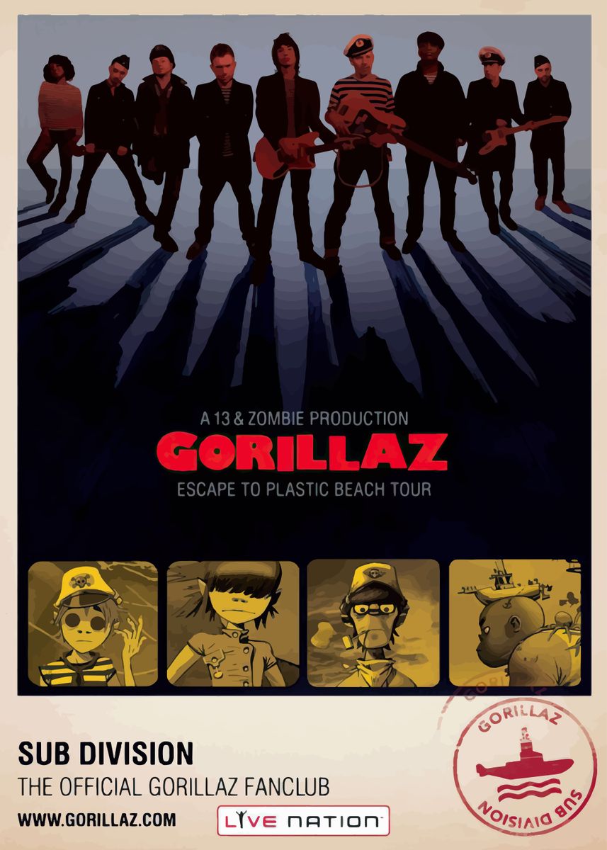 'Gorillaz Tour Poster' Poster, picture, metal print, paint by ...