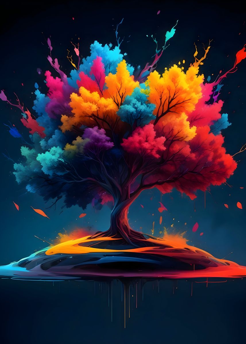 'Colorful Tree Painting' Poster, picture, metal print, paint by Elopxl ...