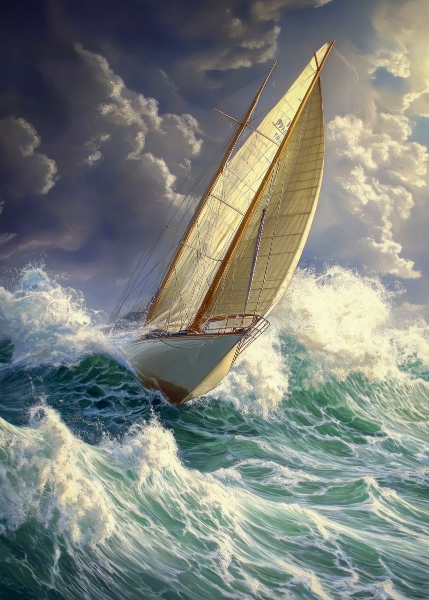 'Sailing Through Storm' Poster, picture, metal print, paint by ...