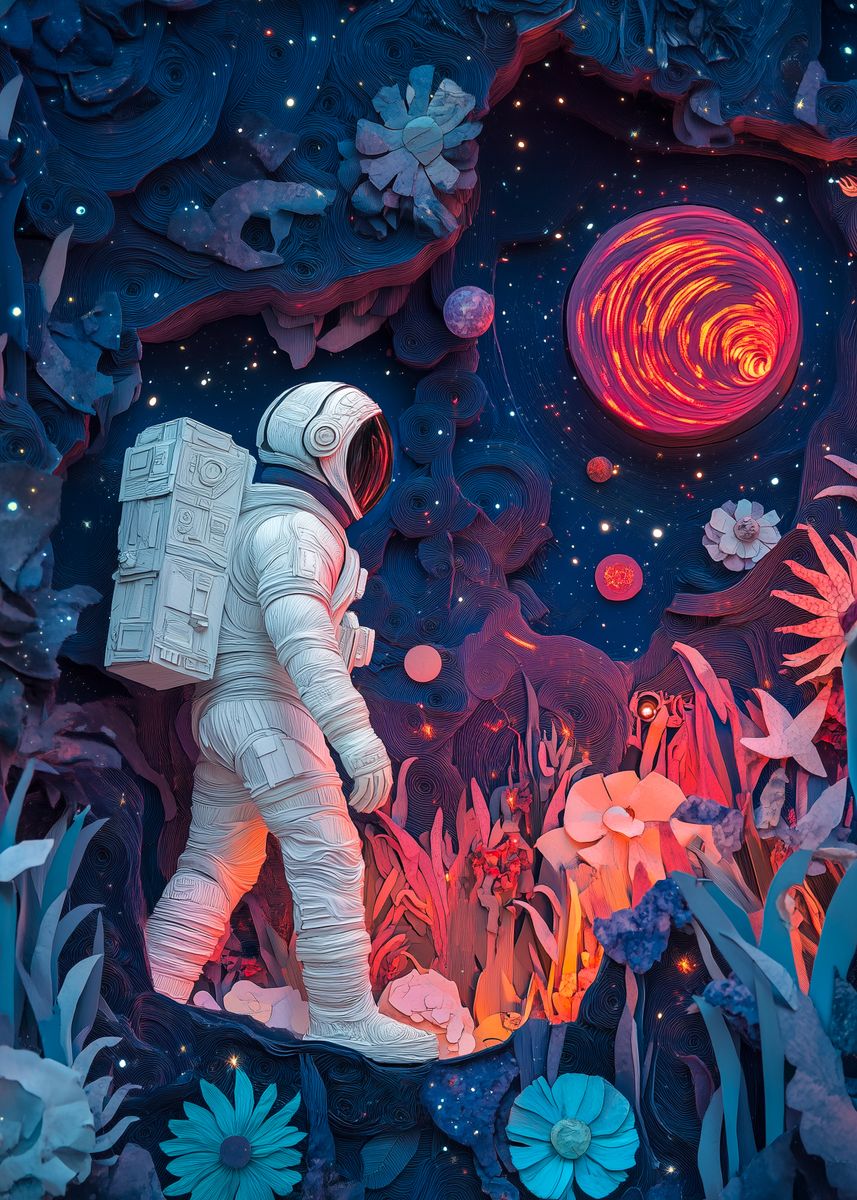 'Astronaut in Alien World' Poster, picture, metal print, paint by ...