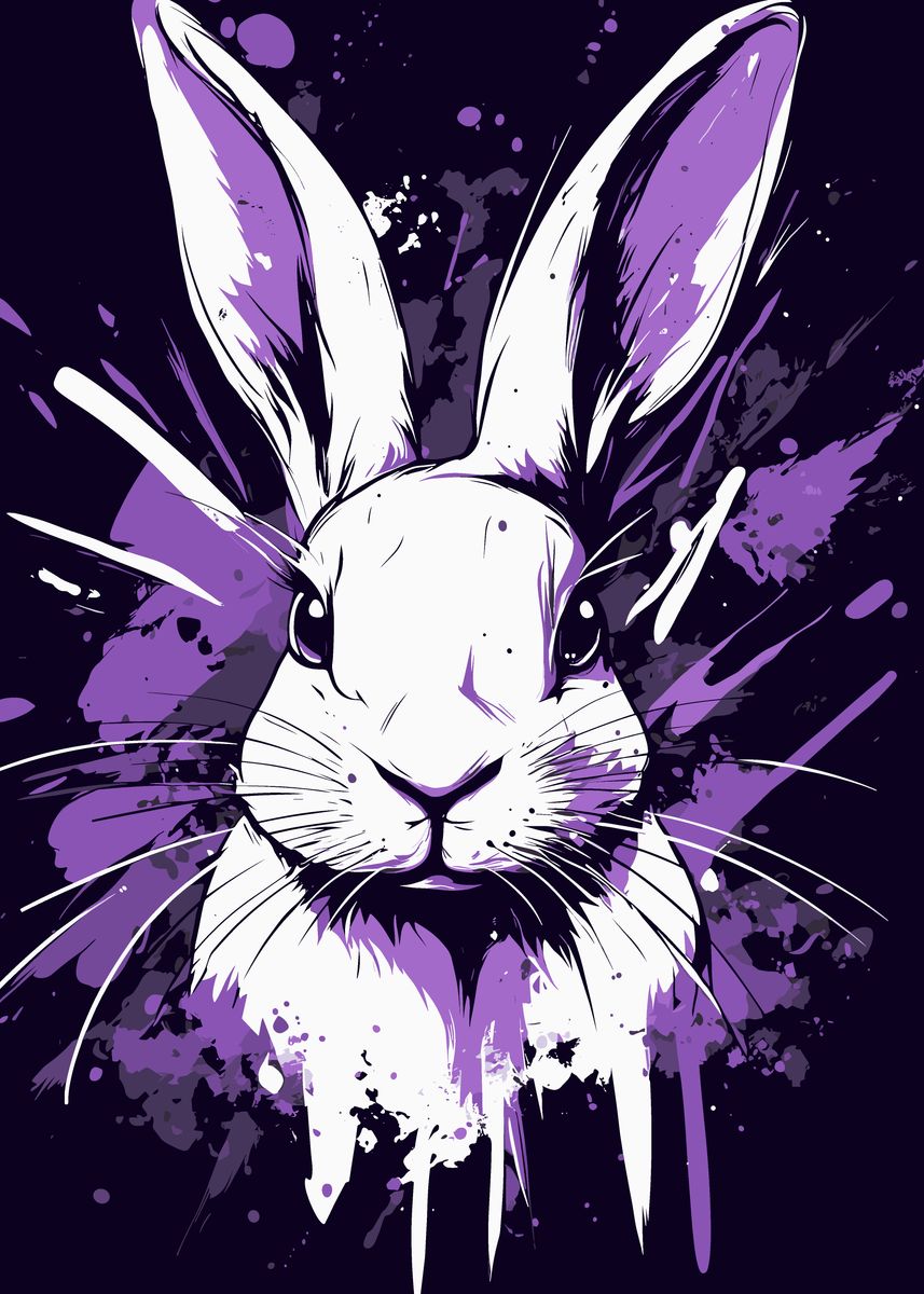 'Purple Rabbit Art Print' Poster, picture, metal print, paint by ...