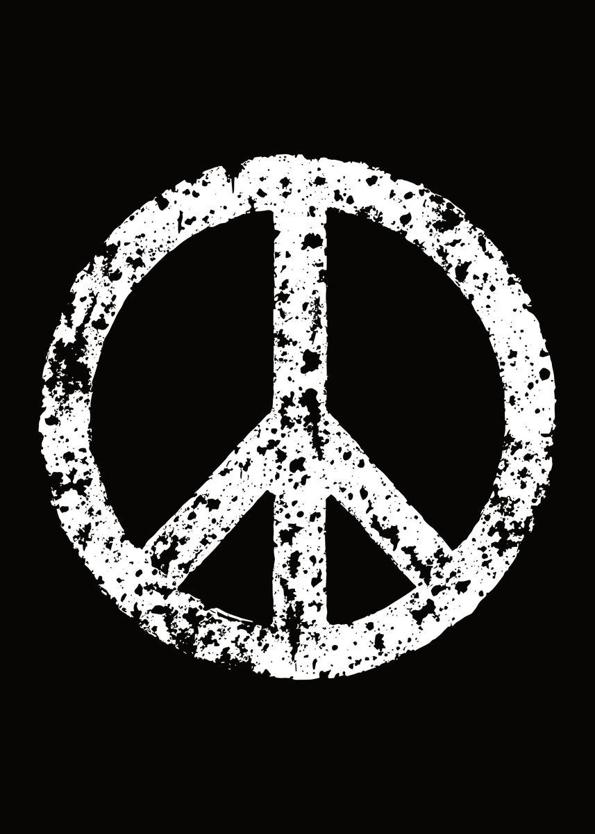 'distressed white Peace Sign Grunge symbol cool graphic old style cute ...
