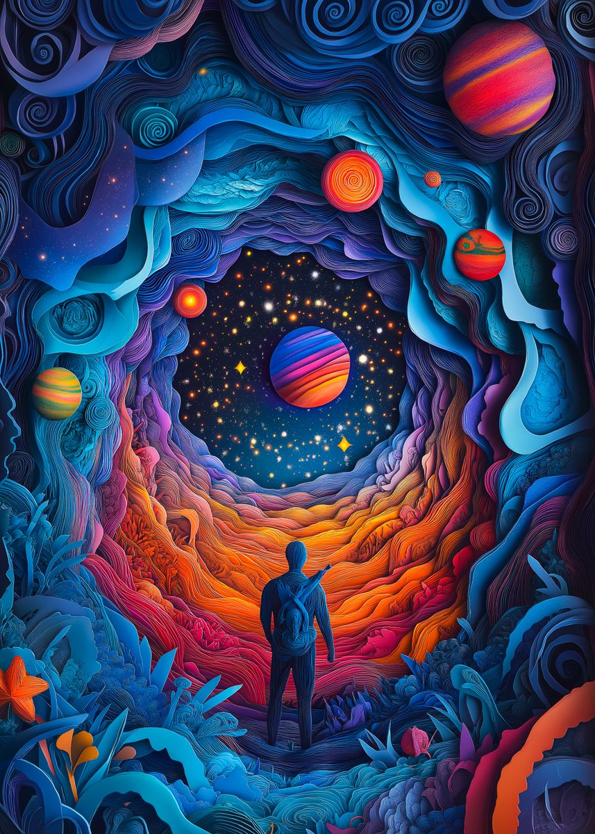 'Papercut Alien World' Poster, picture, metal print, paint by ...