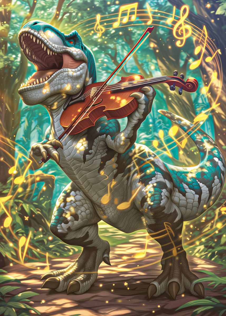 'Musical Dinosaur' Poster, picture, metal print, paint by Lorence ...