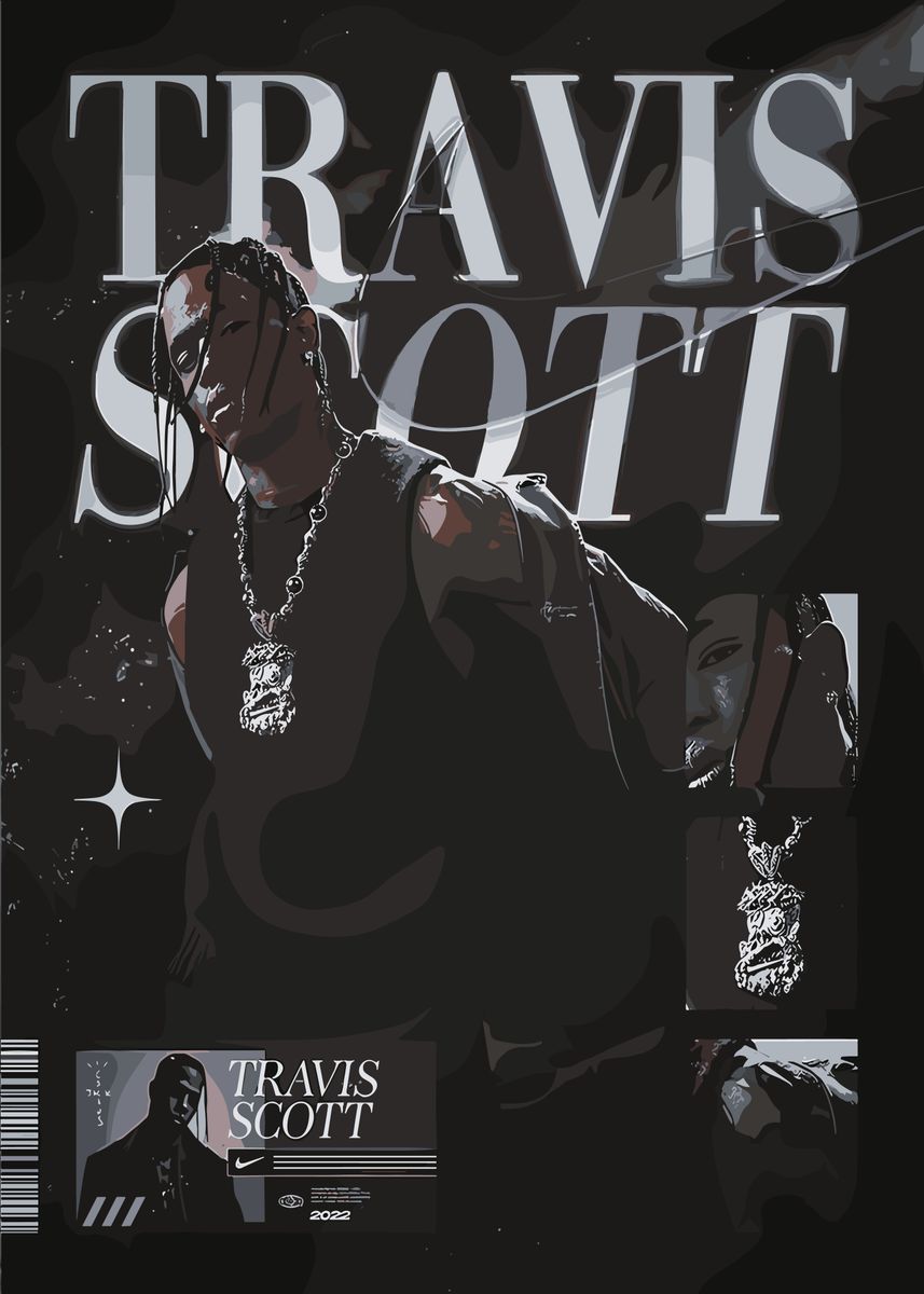 'Travis Scott Poster' Poster, picture, metal print, paint by Elg ...