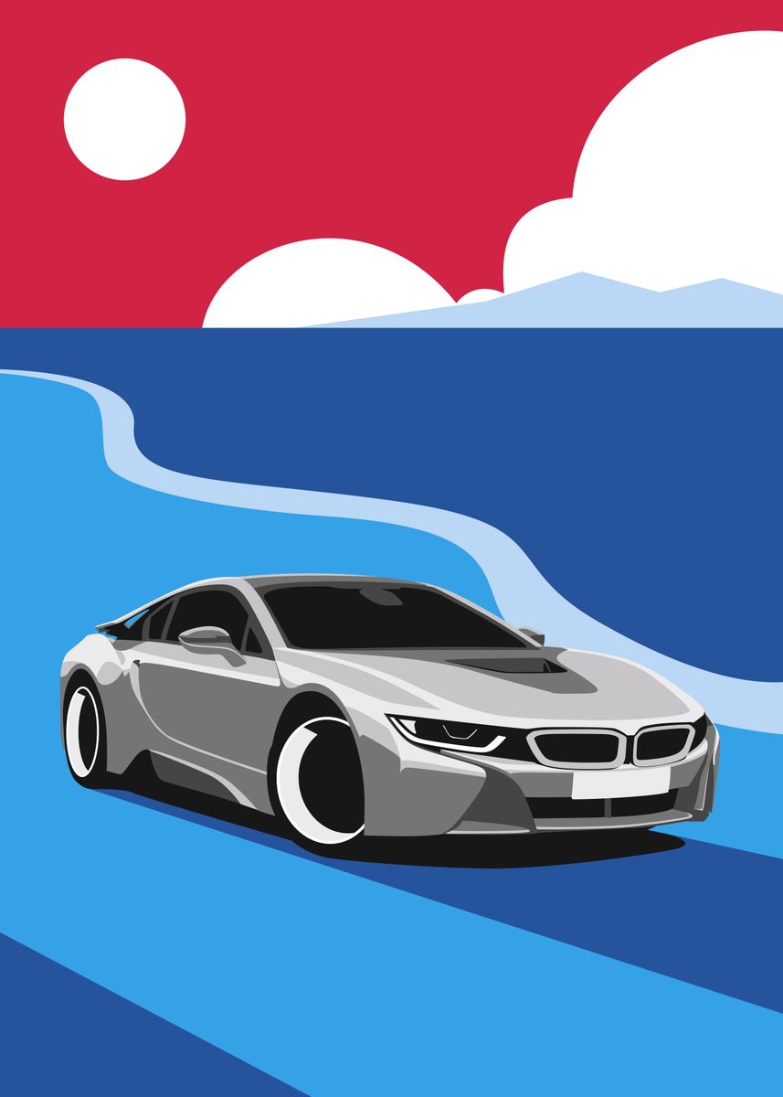 'BMW i8' Poster, picture, metal print, paint by Muezzahero | Displate