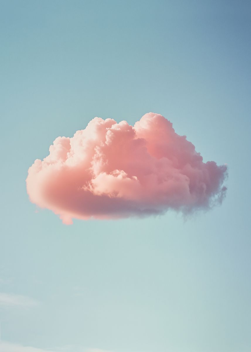 'Pink Cloud in Blue Sky' Poster, picture, metal print, paint by Leoni ...