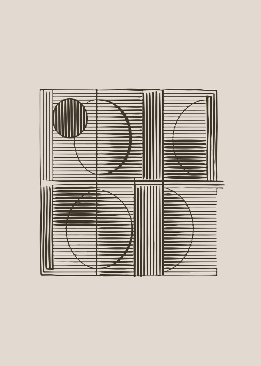 'Minimalist Geometric Abstract Art in Black and Beige' Poster, picture ...