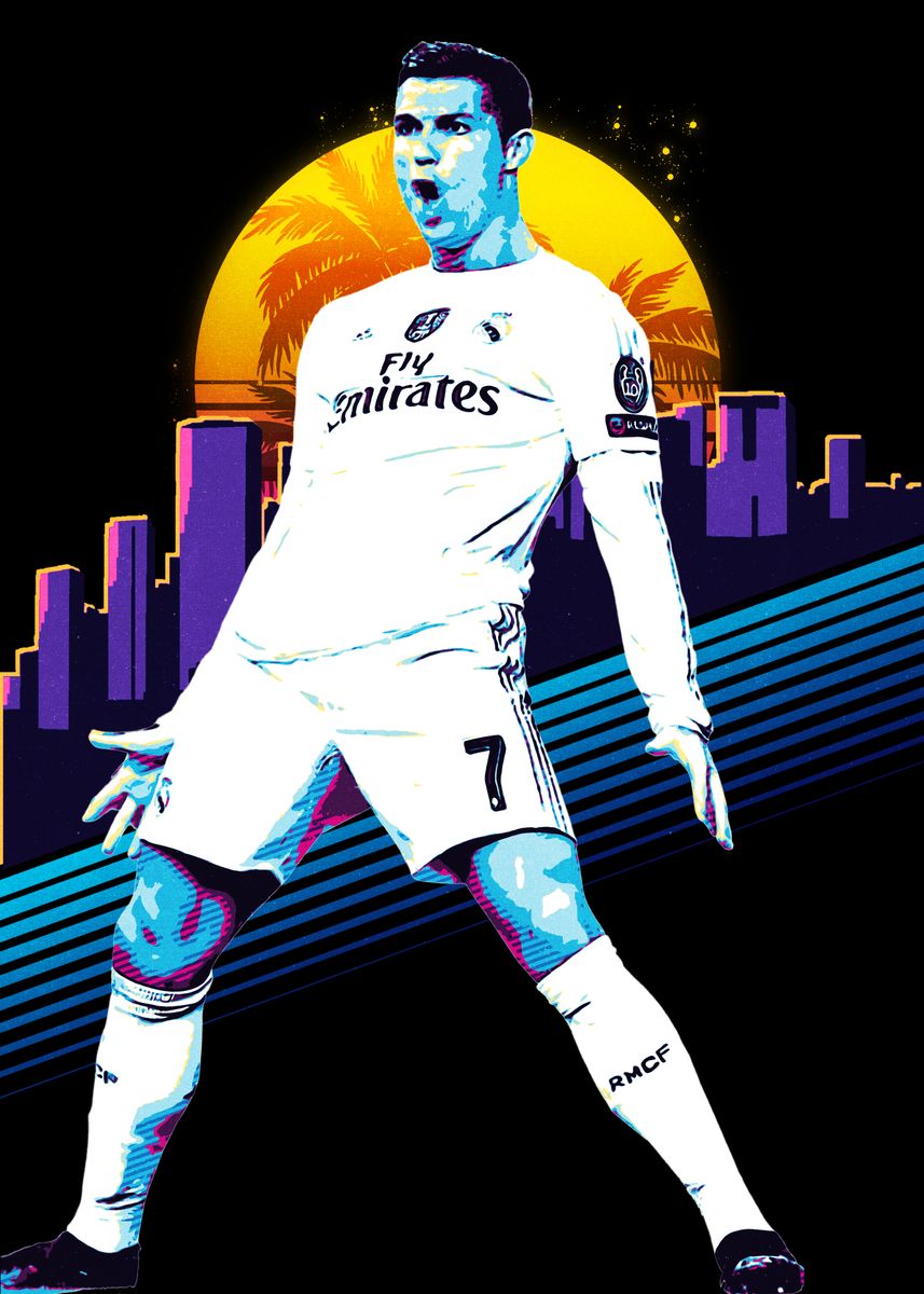 'Cristiano Ronaldo Retro Art' Poster, picture, metal print, paint by ...