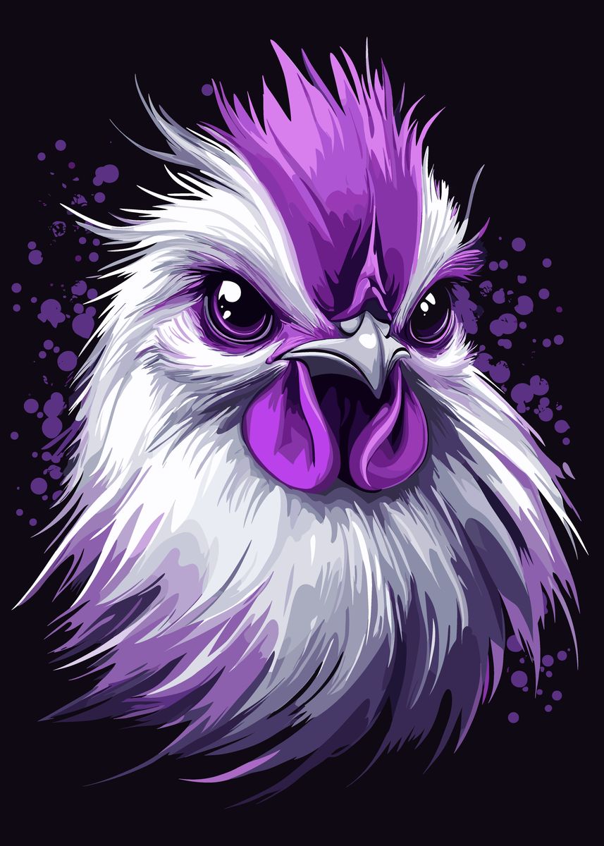 'Purple Silkie Chicken' Poster, picture, metal print, paint by ...