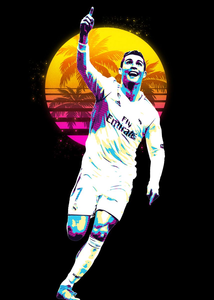 'Cristiano Ronaldo Retro Art' Poster, picture, metal print, paint by ...