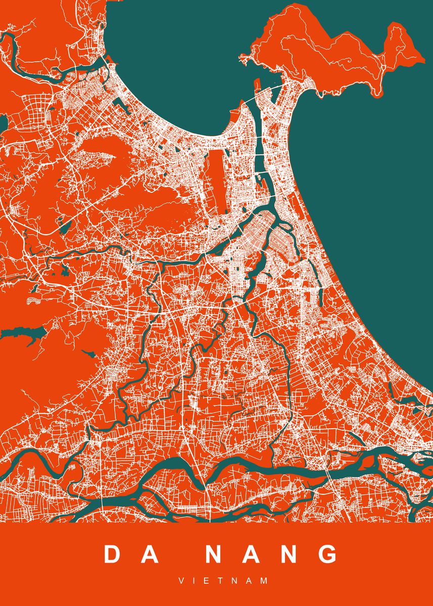 'Da Nang City Map' Poster, picture, metal print, paint by UrbanMaps ...