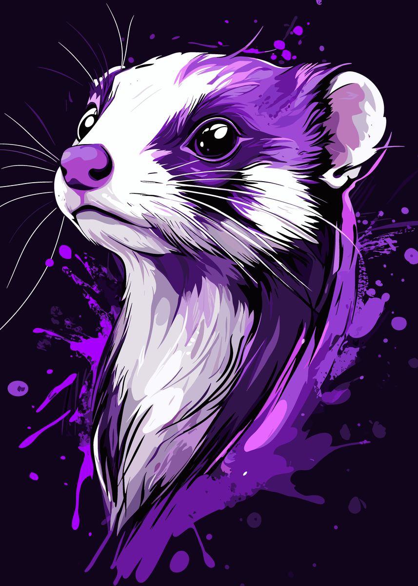 'Purple Ferret Illustration' Poster, picture, metal print, paint by ...