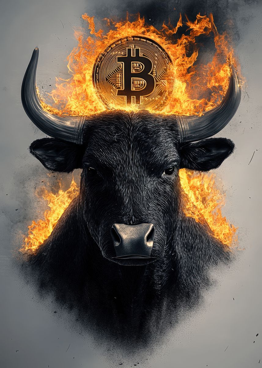 'Bitcoin Bull' Poster, picture, metal print, paint by Senja Kolesnyk ...