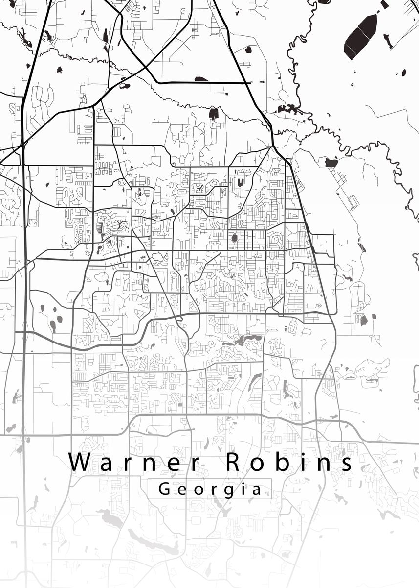 'Warner Robins Georgia Map' Poster, picture, metal print, paint by ...