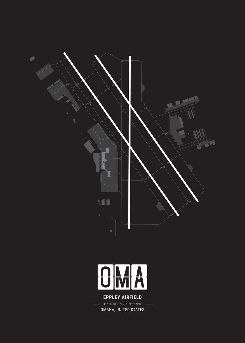 'Omaha Airport Layout' Poster, picture, metal print, paint by ...