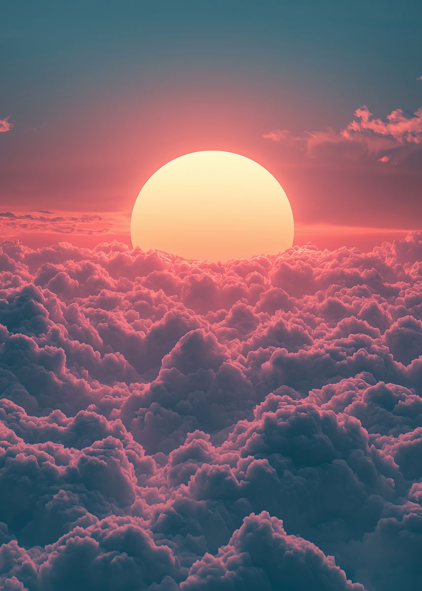 'Sunset Above Clouds' Poster, picture, metal print, paint by Tesiga ...