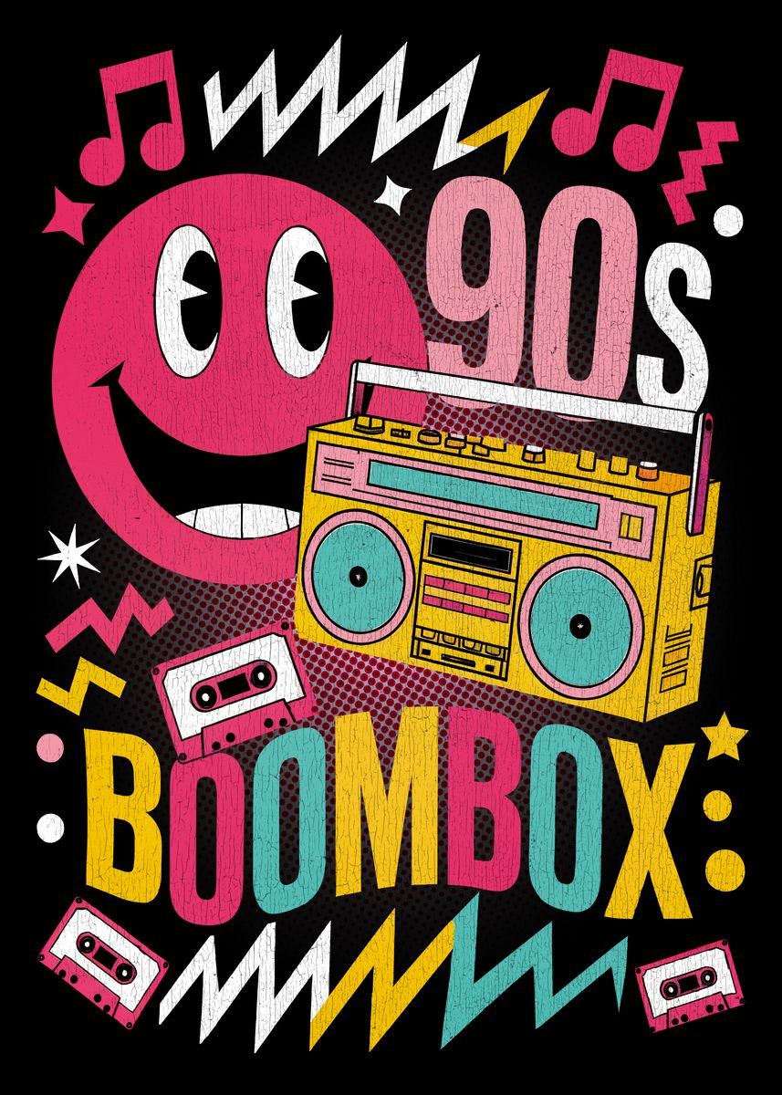 '90s Boombox' Poster, picture, metal print, paint by Steel Canvas ...